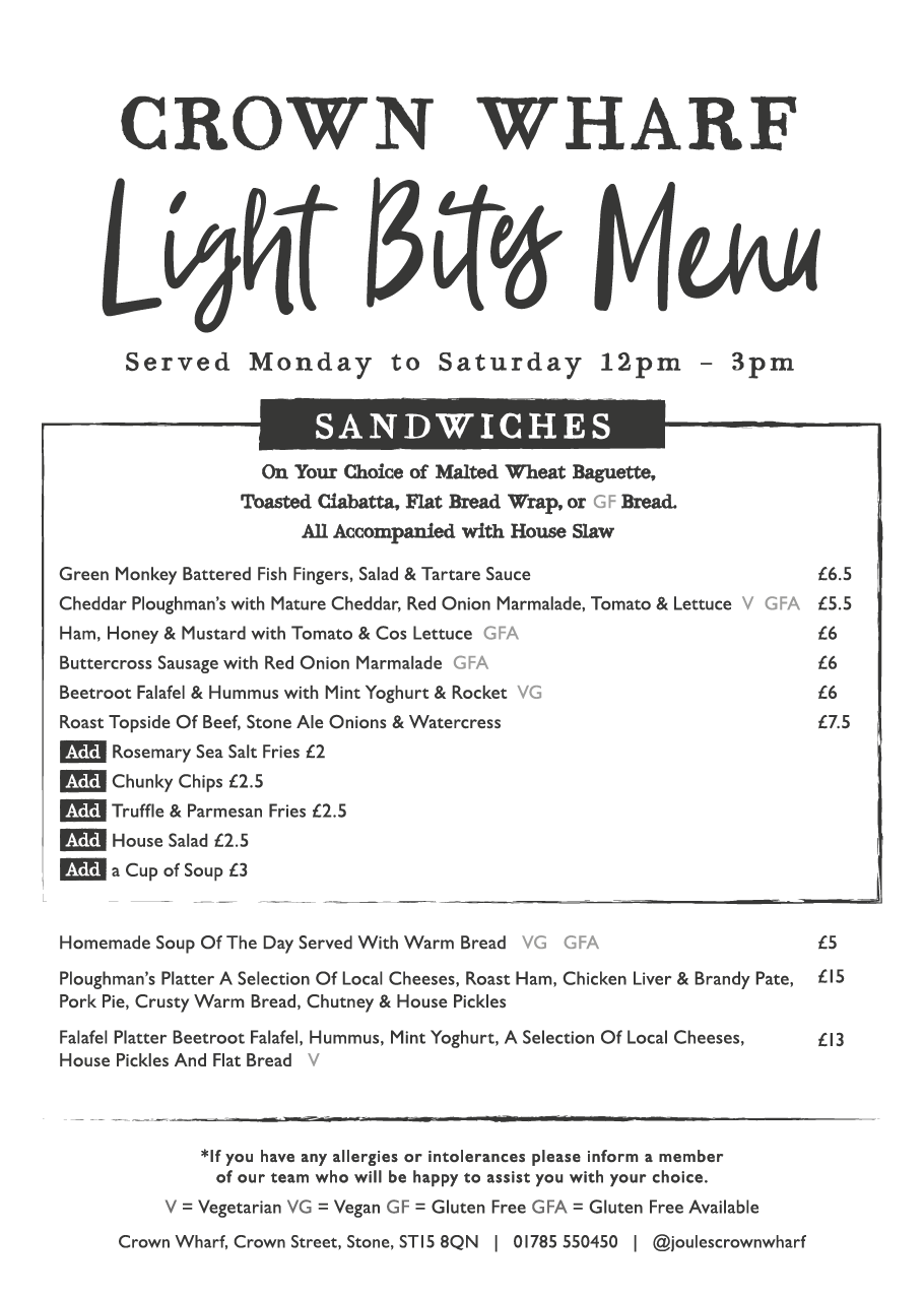 Our Menu – Crown Wharf