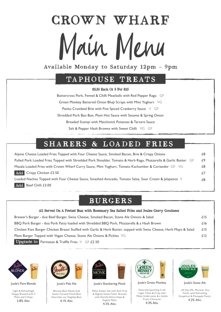 Our Menu – Crown Wharf