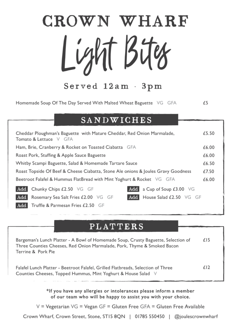 Our Menu – Crown Wharf